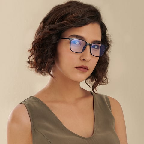 Blue Block Zero Power Screen Glasses : Navy Blue Full Rim Square ...