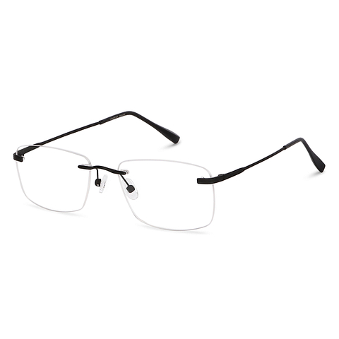 Buy Matte Black Rimless Rectangle Vincent Chase SLEEK STEEL VC E13691 ...