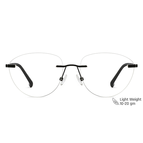 Black Rimless Cat Eye SLEEK STEEL VC E13695-C2 Eyeglasses - Lenskart.com