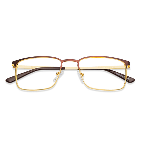 Gold Brown Full Rim Rectangle Vincent Chase SLEEK STEEL VP051 -C2 ...