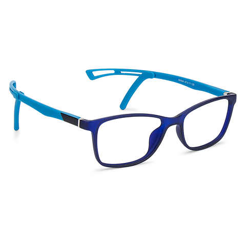 Buy Kids Glasses: Matte Blue Black Sky Blue Full Rim Rectangle Kids 5-8 ...