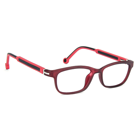 Buy Kids Glasses: Matte Red Transparent Red Black Full Rim Rectangle ...