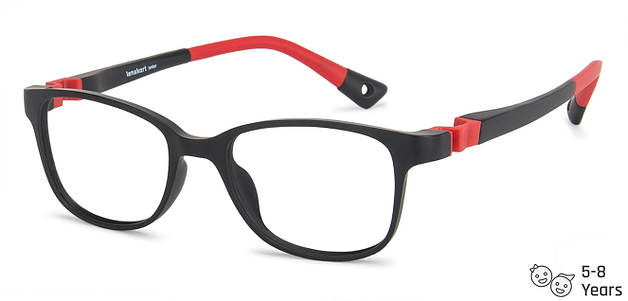 Matte Black Red Full Rim Rectangle Kids (5-8 yrs) Lenskart Junior Air ...