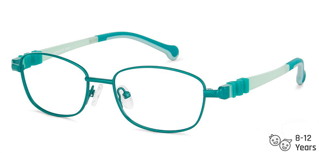 Kids Glasses: Green Sky Blue Full Rim Rectangle Kids (8-12 yrs ...