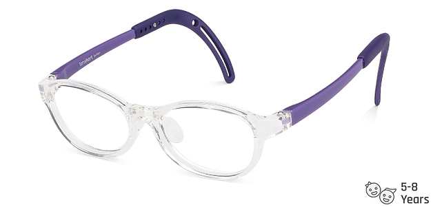 Kids Glasses: Transparent Purple Full Rim Rectangle Kids (5-8 yrs ...