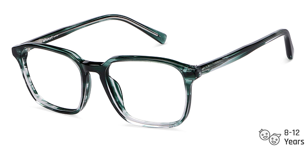 Kids Glasses: Green Transparent Full Rim Square Kid (8-12 yrs) Lenskart ...