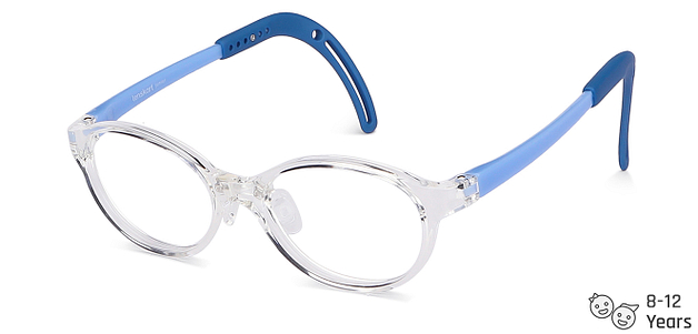 Kids Glasses: Transparent Sky Blue Full Rim Oval Kids (8-12 yrs ...