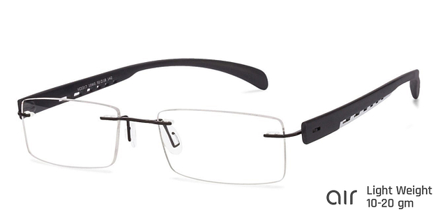 Black White Rimless Rectangle Lenskart Air Essentials VC 0317-10W0 ...