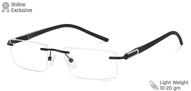 Matte Black Rimless Rectangle Lenskart Air Essentials VCE11867-C3 ...