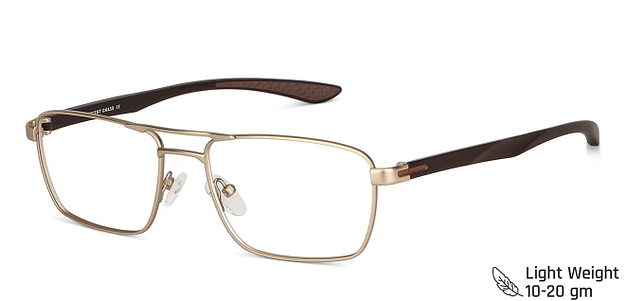 Matte Gold Brown Full Rim Rectangle Vincent Chase SLEEK STEEL VC E12878 ...