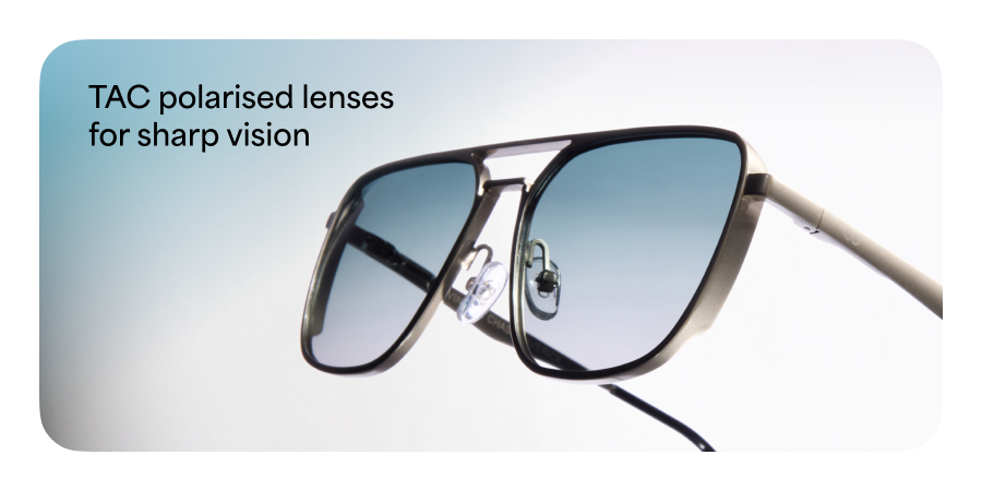 Buy Grey Black Full Rim Geometric Vincent Chase Polarized VC Sun Metal ...